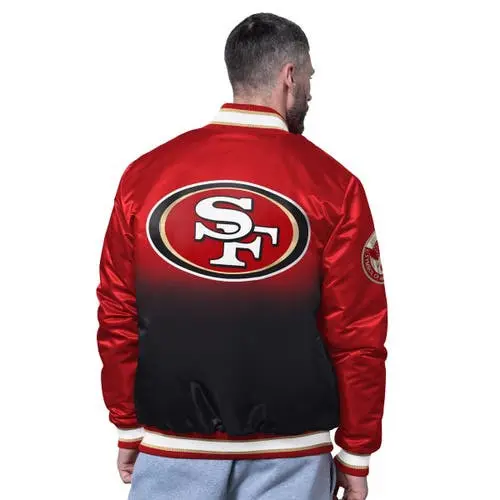 STARTER San Francisco 49ers Pass Rush Varsity Full-snap Jacket - Scarlet