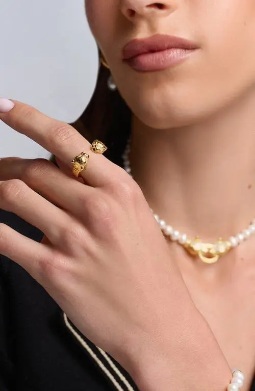 NIALAYA JEWELRY Panther Motif Ring With 18k Plating - Gold
