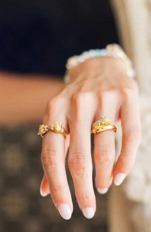NIALAYA JEWELRY Panther Motif Ring With 18k Plating - Gold