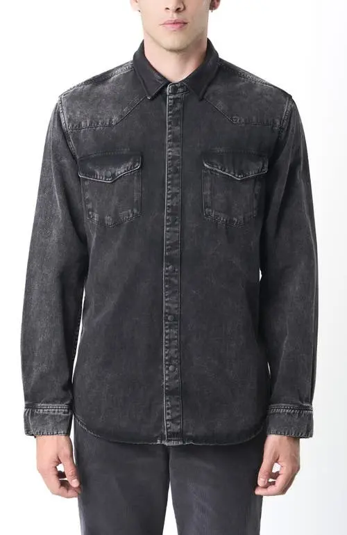 VELEZ Alcor Long-sleeve Cotton Overshirt With Leather Details - Black