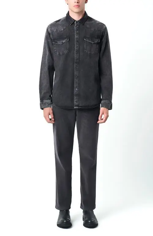 VELEZ Alcor Long-sleeve Cotton Overshirt With Leather Details - Black