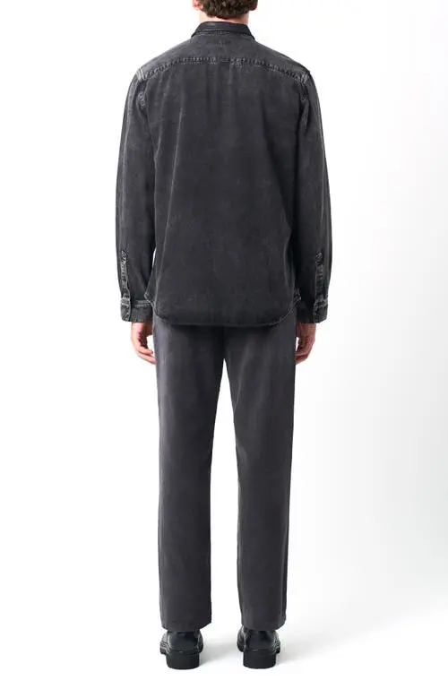 VELEZ Alcor Long-sleeve Cotton Overshirt With Leather Details - Black