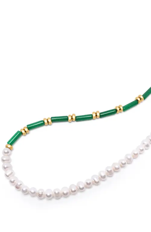 NIALAYA Pearl Choker - Green Jade