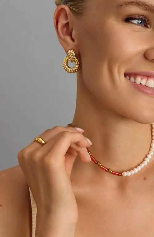 NIALAYA JEWELRY Pearl Choker - Pearl/red Agate
