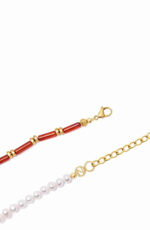 NIALAYA JEWELRY Pearl Choker - Pearl/red Agate