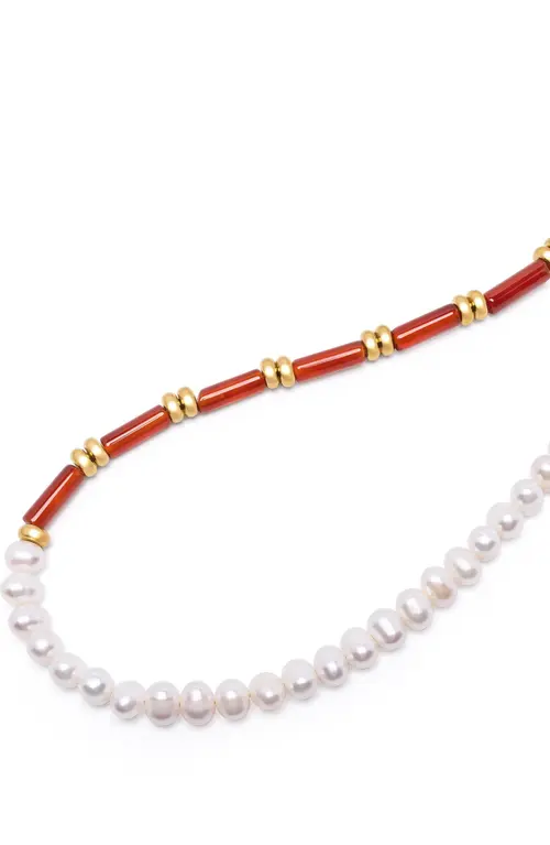 NIALAYA JEWELRY Pearl Choker - Pearl/red Agate