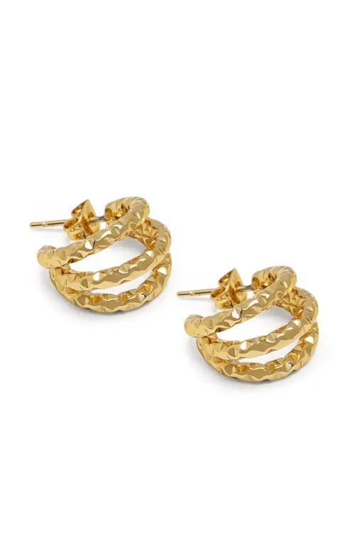 NIALAYA Triple Hoop Earrings - Gold