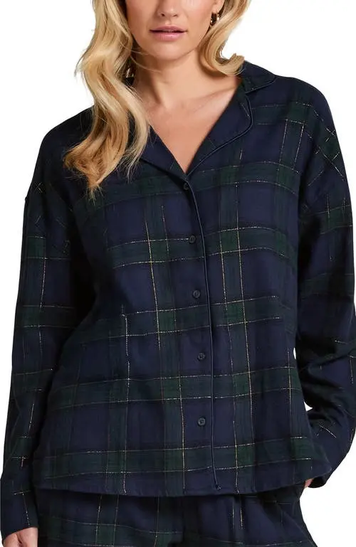 Hunkemoller Flannel Pyjama Top - Blue