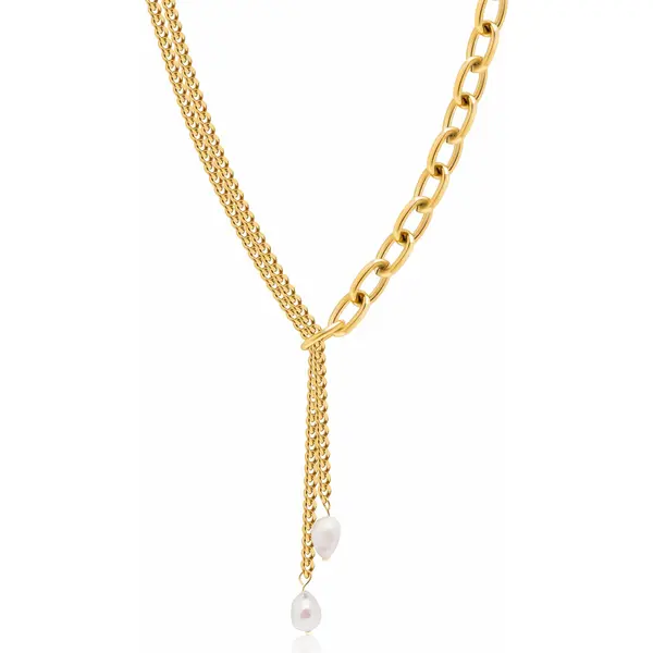 NIALAYA Transformer Pearl Necklace - Gold