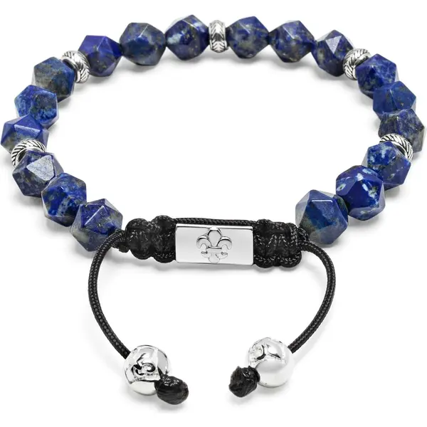 NIALAYA Sterling Silver Beaded Bracelet - Blue