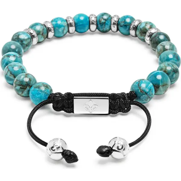 NIALAYA Sterling Silver Beaded Bracelet - Turquoise