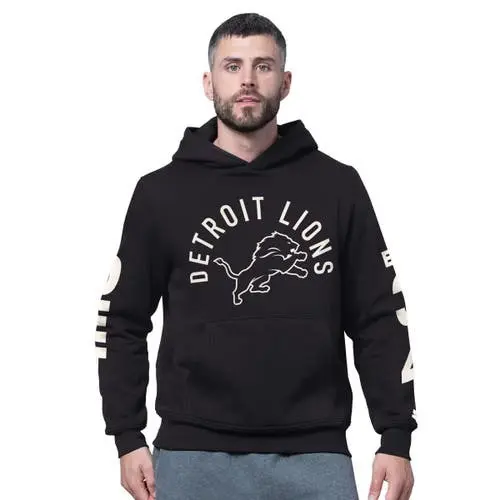 STARTER Detroit Lions Handoff Fleece Hoodie - Black
