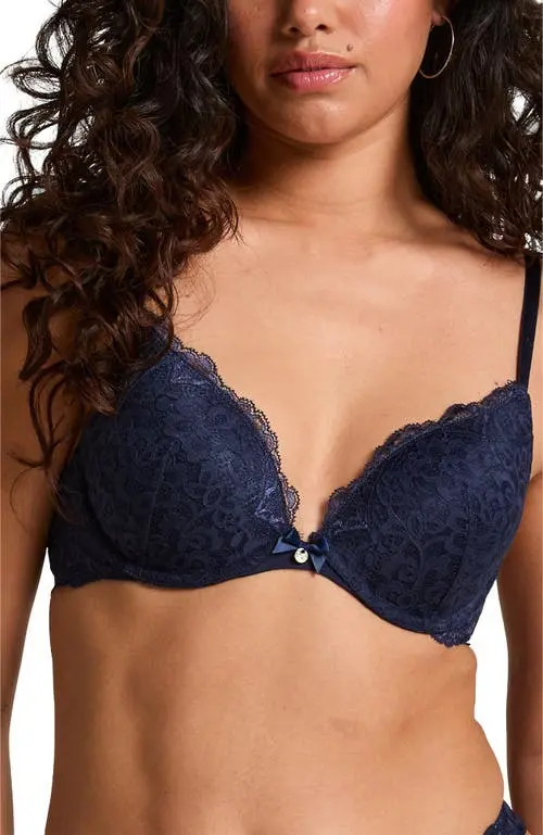 Hunkemoller Marine Padded Push-up Underwired Bra - Blue