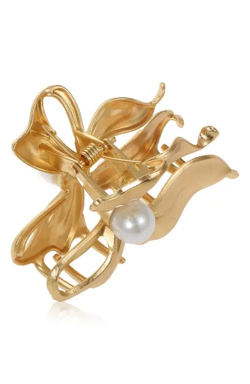 Ettika Faux Pearl Bow Claw Clip