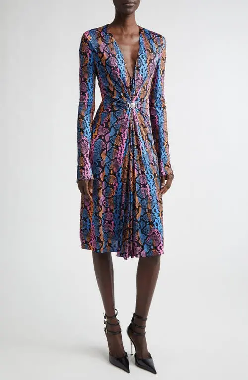 Versace Python Print Liquid Jersey Dress - Sky Pink Sapphire Spice