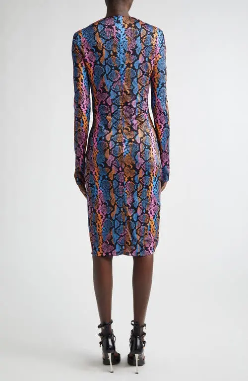 Versace Python Print Liquid Jersey Dress - Sky Pink Sapphire Spice