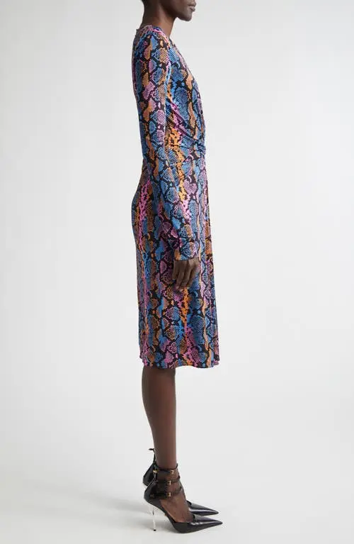 Versace Python Print Liquid Jersey Dress - Sky Pink Sapphire Spice