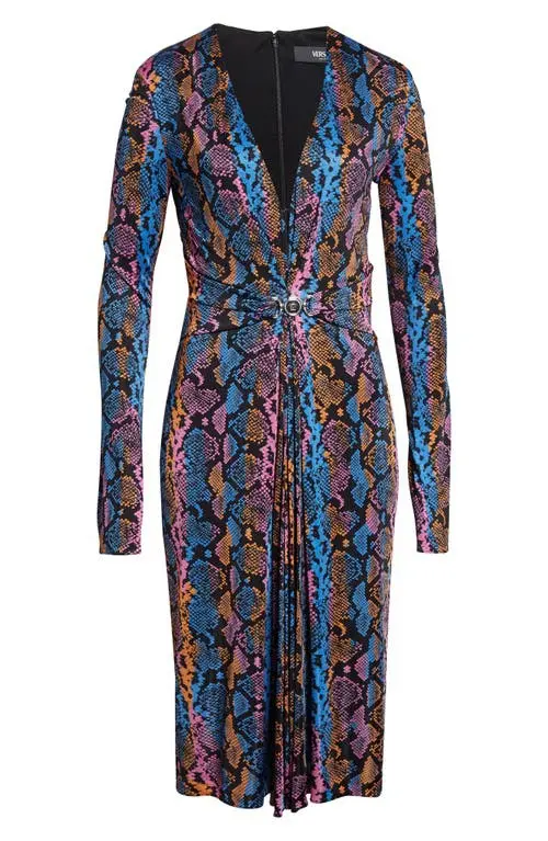 Versace Python Print Liquid Jersey Dress - Sky Pink Sapphire Spice