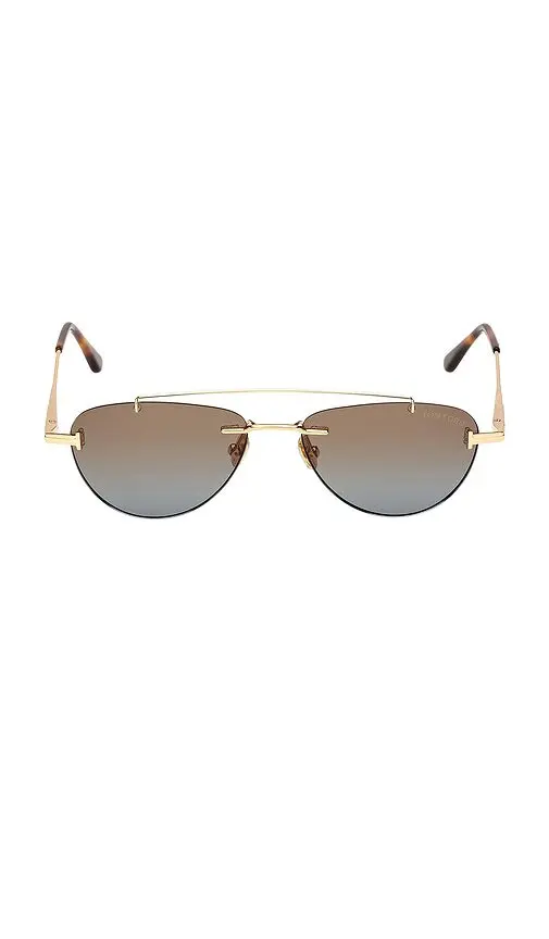 TOM FORD Pilot Sunglasses - Shiny Yellow Gold & Brown