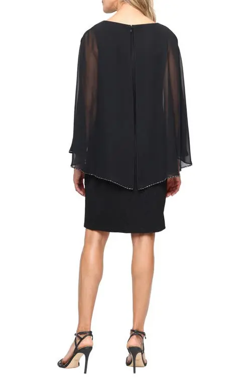SL FASHIONS Glitter Long Sleeve Cocktail Dress