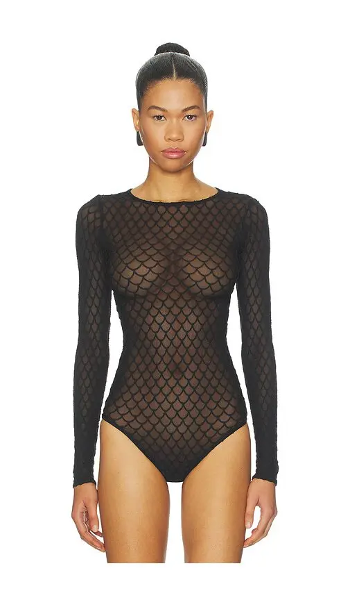 Wolford Velvet Net Illusion Bodysuit - Black