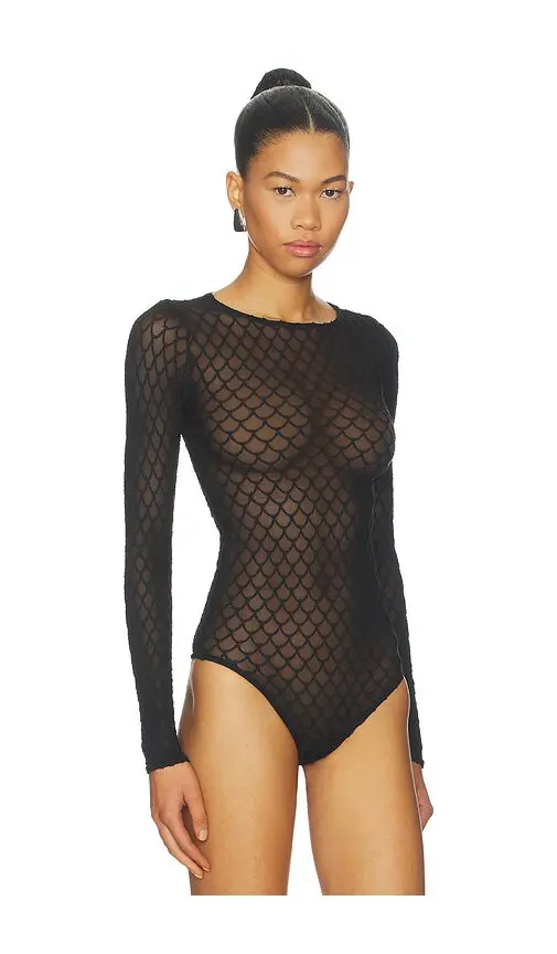 Wolford Velvet Net Illusion Bodysuit - Black