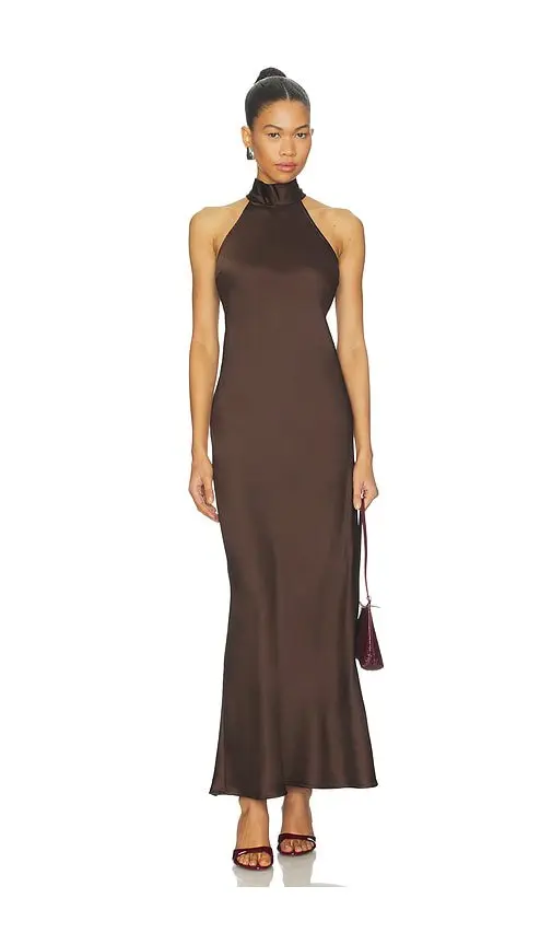 Steve Madden Lara Halterneck Maxi Dress - Dark Espresso