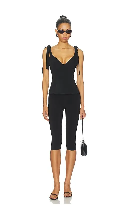 MORE TO COME Brixley Deep V Top With Shoulder Ties