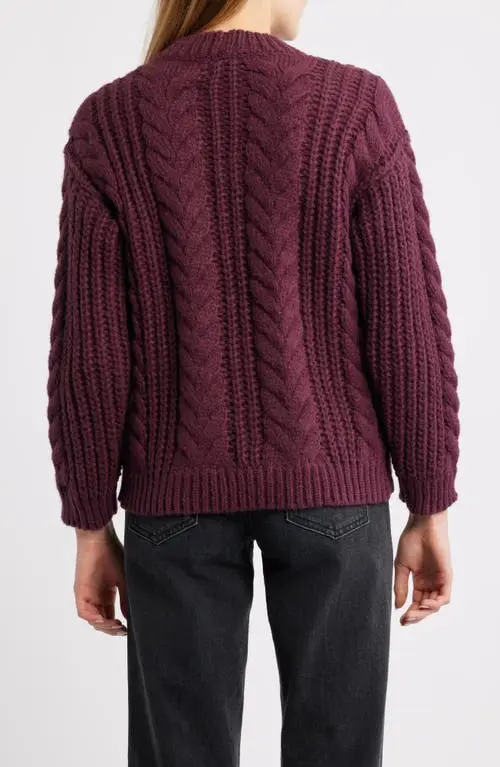 CITY BLUES Cable Knit Sweater - Plum