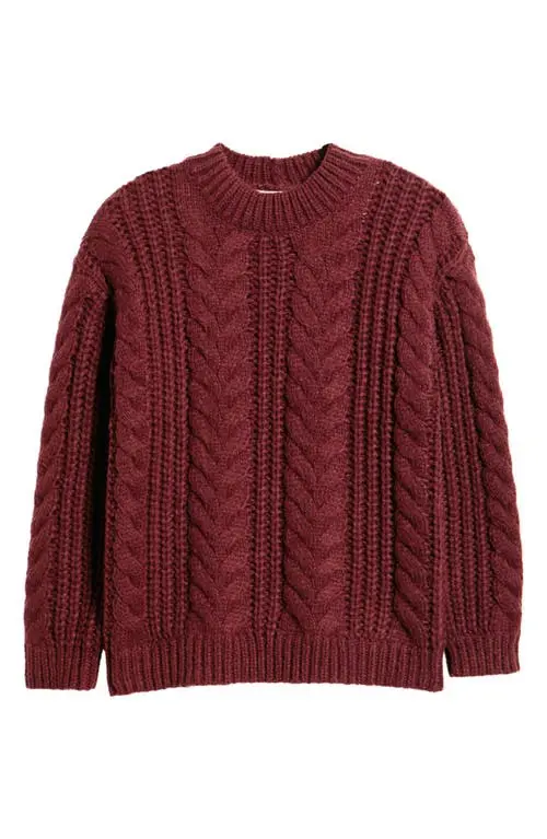 CITY BLUES Cable Knit Sweater - Plum