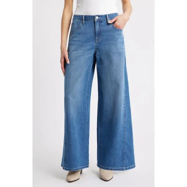 CITY BLUES High-waist Wide Leg Stretch Jeans - Light Indigo