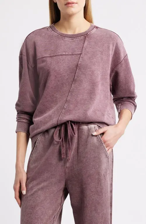 CITY BLUES Reverse French Terry Spliced Sweatshirt - Plum