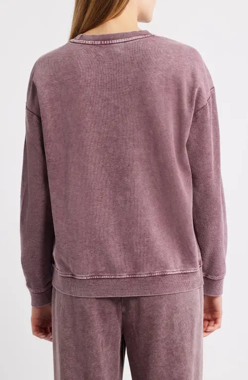 CITY BLUES Reverse French Terry Spliced Sweatshirt - Plum