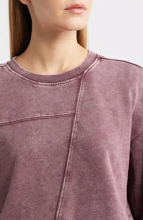 CITY BLUES Reverse French Terry Spliced Sweatshirt - Plum