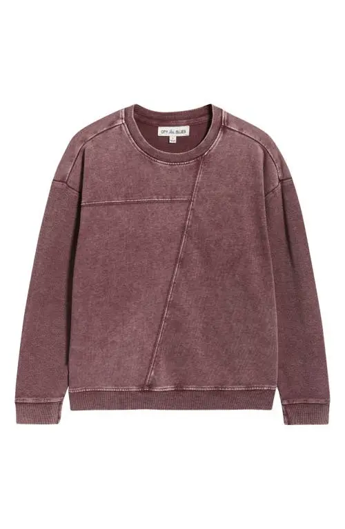 CITY BLUES Reverse French Terry Spliced Sweatshirt - Plum