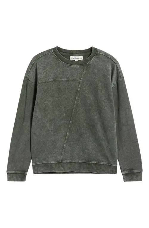 CITY BLUES Reverse French Terry Spliced Sweatshirt