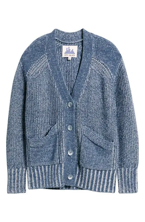 CITY BLUES Cotton Blend Button-front Cardigan - Cadet Blue