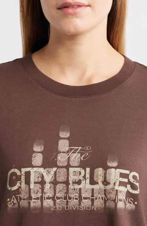 CITY BLUES Graphic Print Cotton-blend Top - Coffee