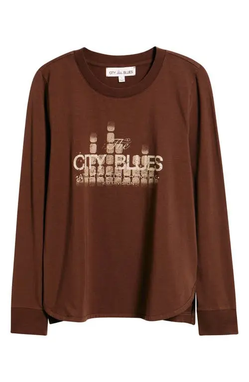 CITY BLUES Graphic Print Cotton-blend Top - Coffee