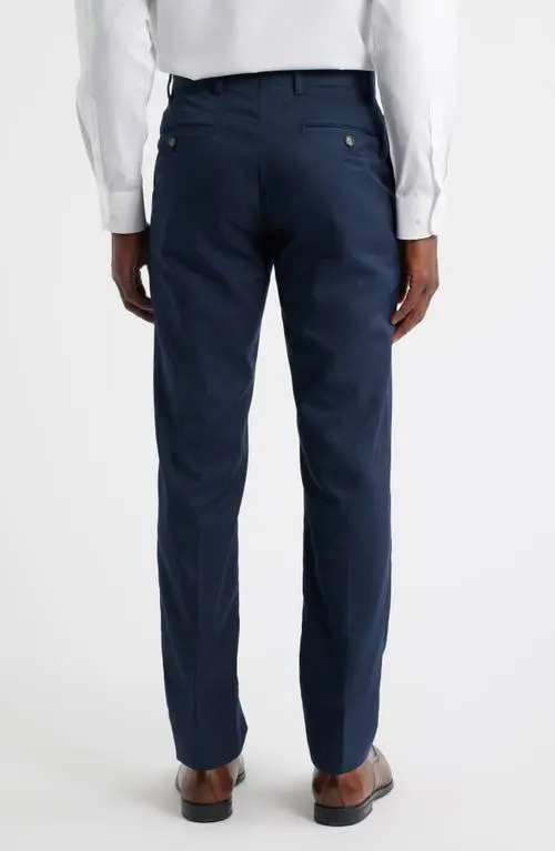 Berle Trim Fit Flat Front Lyocell & Cotton Twill Chinos - Navy