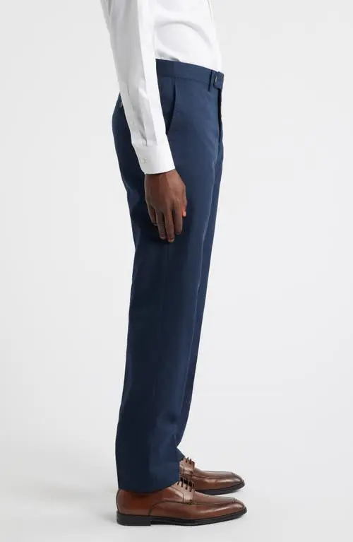 Berle Trim Fit Flat Front Lyocell & Cotton Twill Chinos - Navy