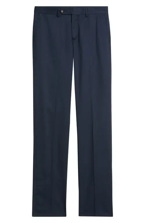 Berle Trim Fit Flat Front Lyocell & Cotton Twill Chinos - Navy