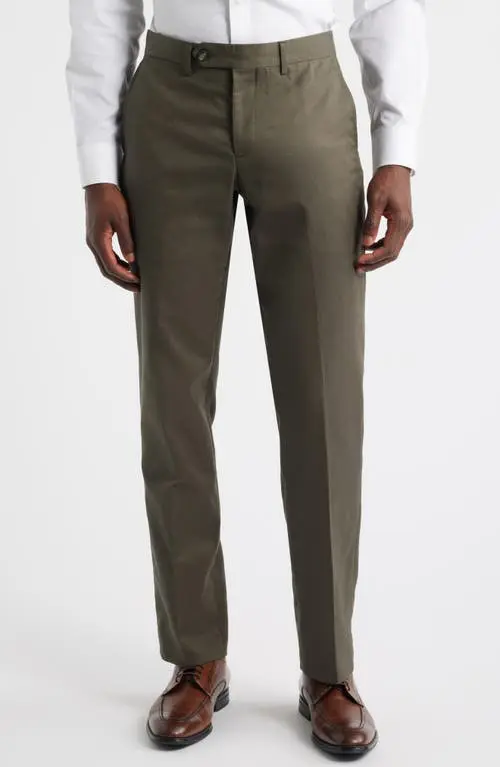Berle Trim Fit Flat Front Lyocell & Cotton Twill Chinos