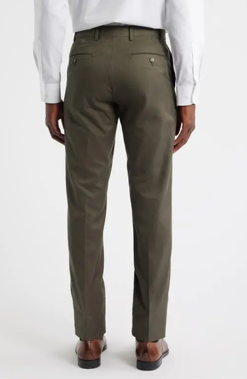 Berle Trim Fit Flat Front Lyocell & Cotton Twill Chinos