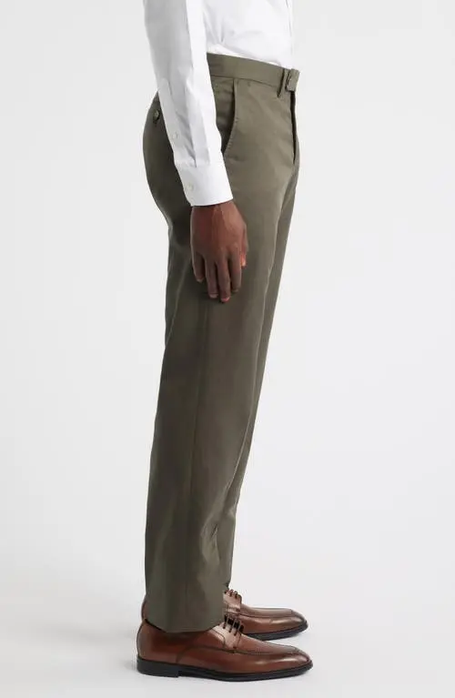 Berle Trim Fit Flat Front Lyocell & Cotton Twill Chinos