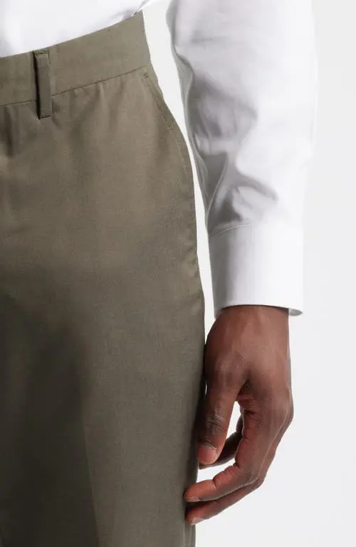Berle Trim Fit Flat Front Lyocell & Cotton Twill Chinos