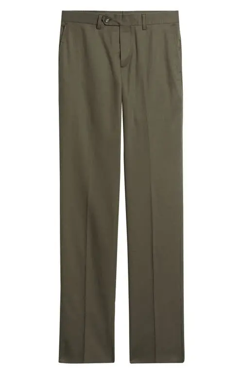 Berle Trim Fit Flat Front Lyocell & Cotton Twill Chinos
