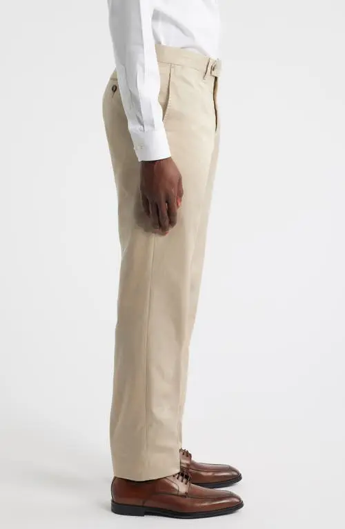 Berle Trim Fit Flat Front Lyocell & Cotton Twill Chinos - Khaki