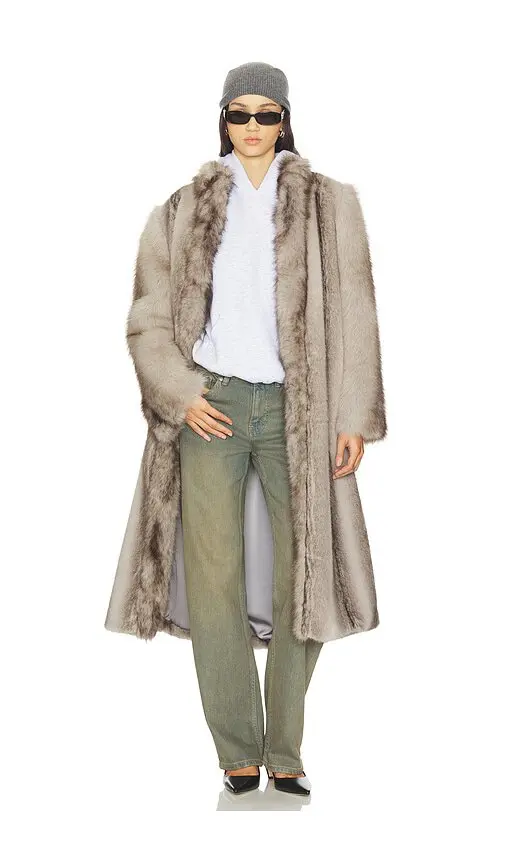 DUCIE Betty Faux Fur Coat - Pine Cone