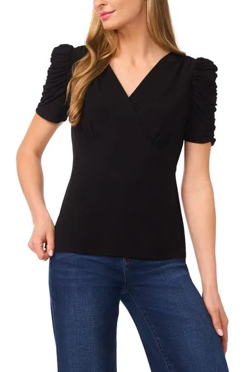 CECE DUPRAZ Puff Sleeve Crepe Top - Rich Black